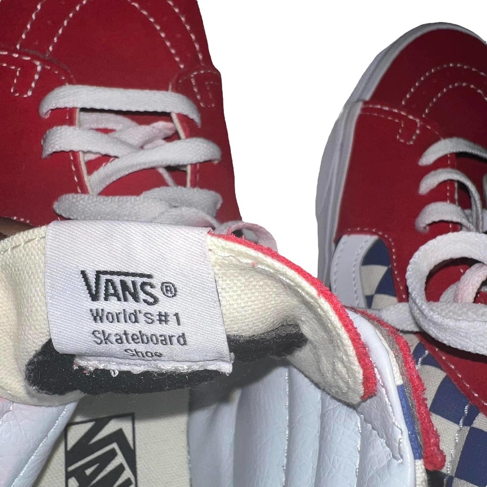 Vans Red Blue & White Checkered Sneakers Skateboard S… - Gem